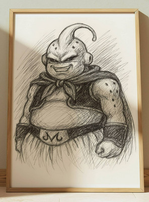 MAJIN BUU DRAGON BALL ANIME DRAWING PRINT SKETCH 8" x 10" MAJIN BOO ...