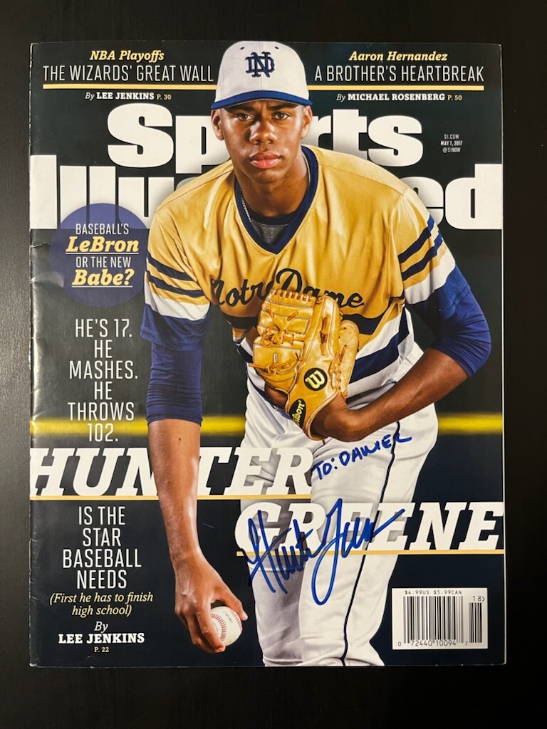 Hunter Greene SIGNED Sports Illustrated COA 5/1/17 SI Notre Dame ...