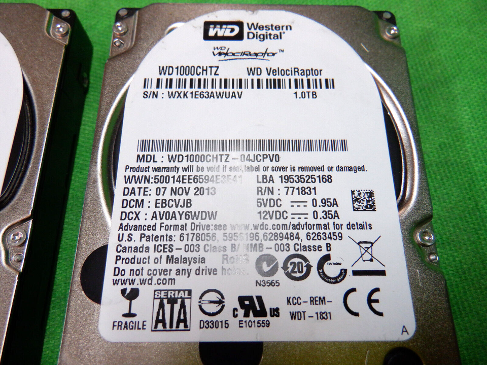 WD WD1000CHTZ VelociRaptor 1TB 10K RPM SATA III 2.5in Drive LOT OF 2 ...