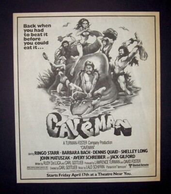 Caveman (Ringo Starr) U.S. National Release 1981 Poster Type Movie Ad ...