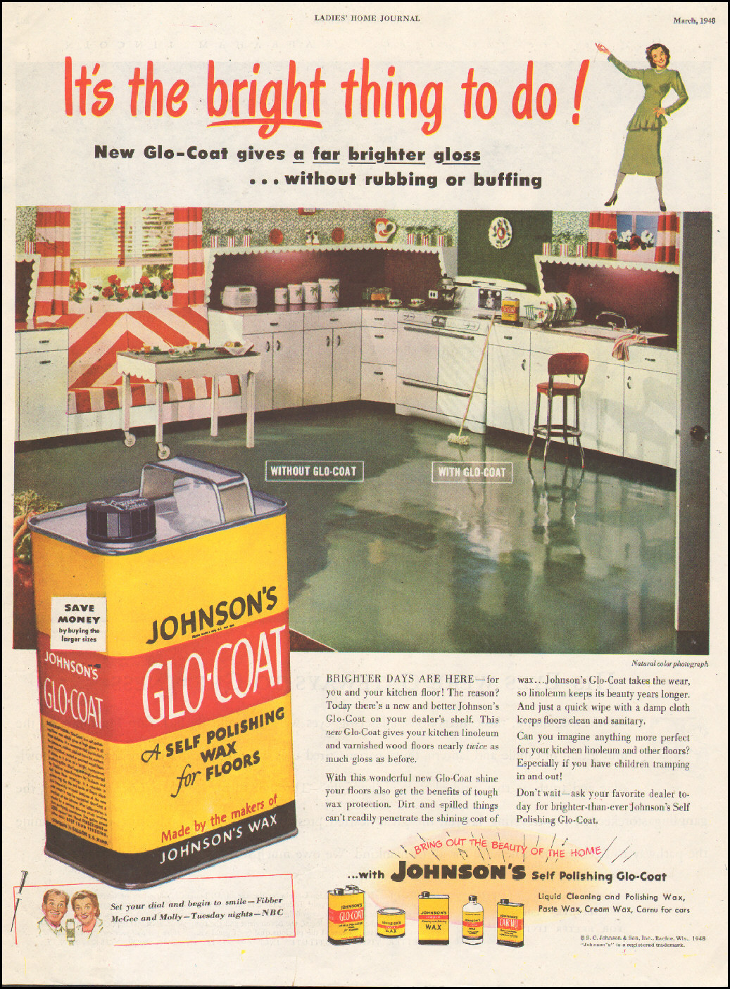1948 Vintage ad for Johnson's Glo-coat self polishing wax retro kitchen ...