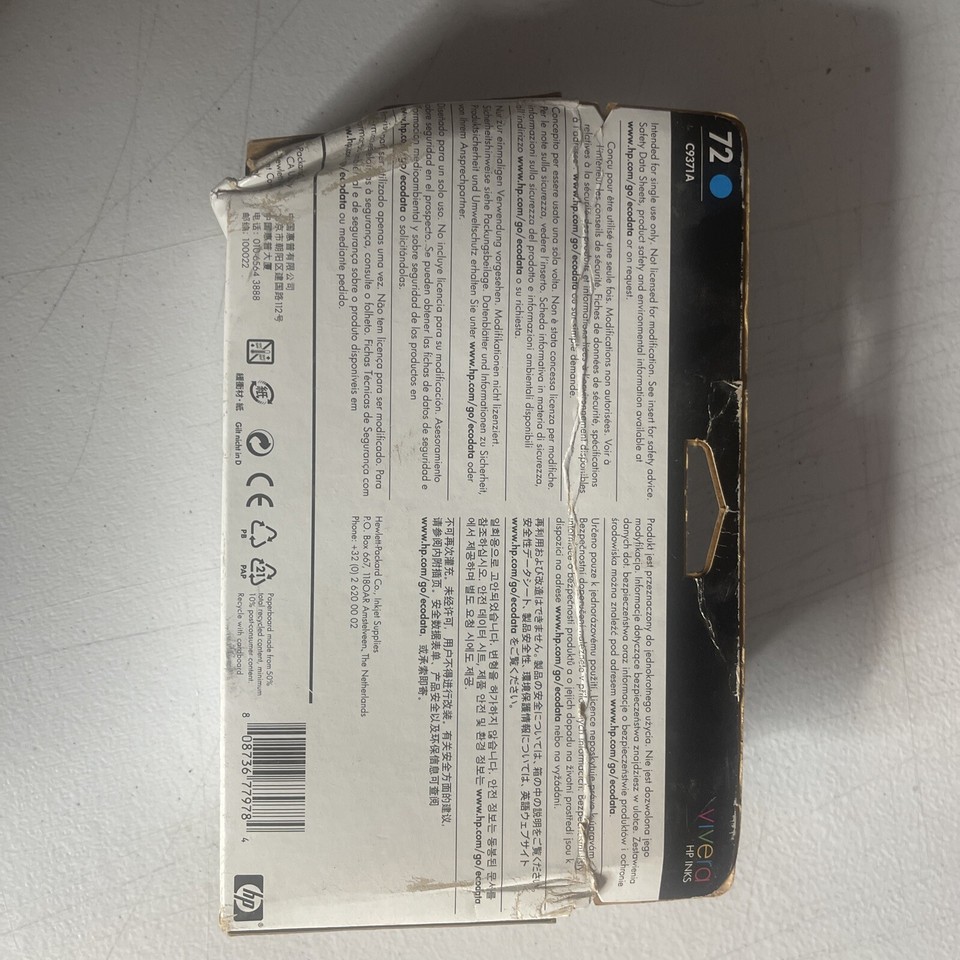 2023 Genuine OEM HP 72 Cyan Ink Cartridge C9371A, T610 T770 T1100 ...