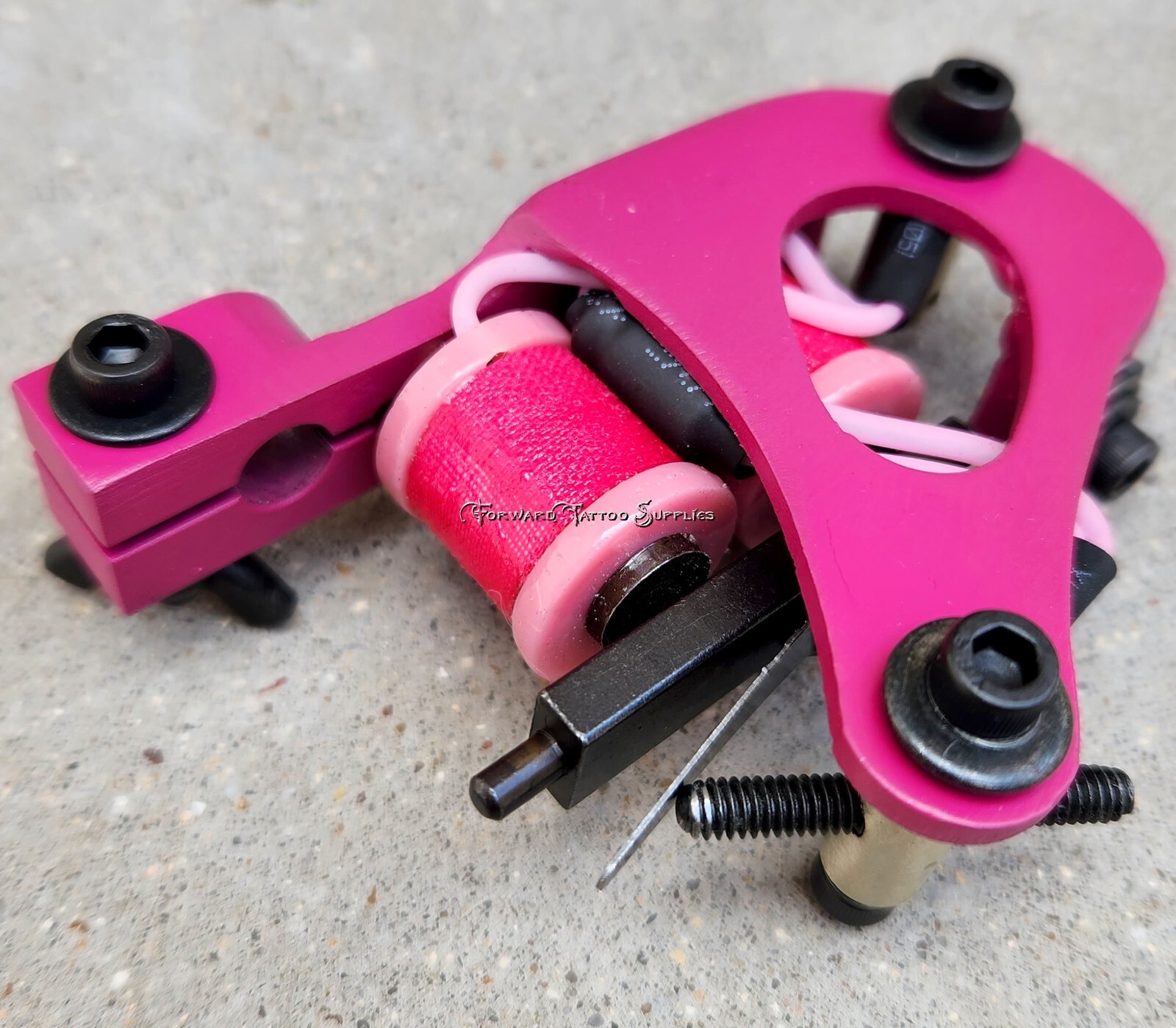 Hot Pink Shorty Jensen Shader Tattoo Machine Light Pink Coils Handmade ...