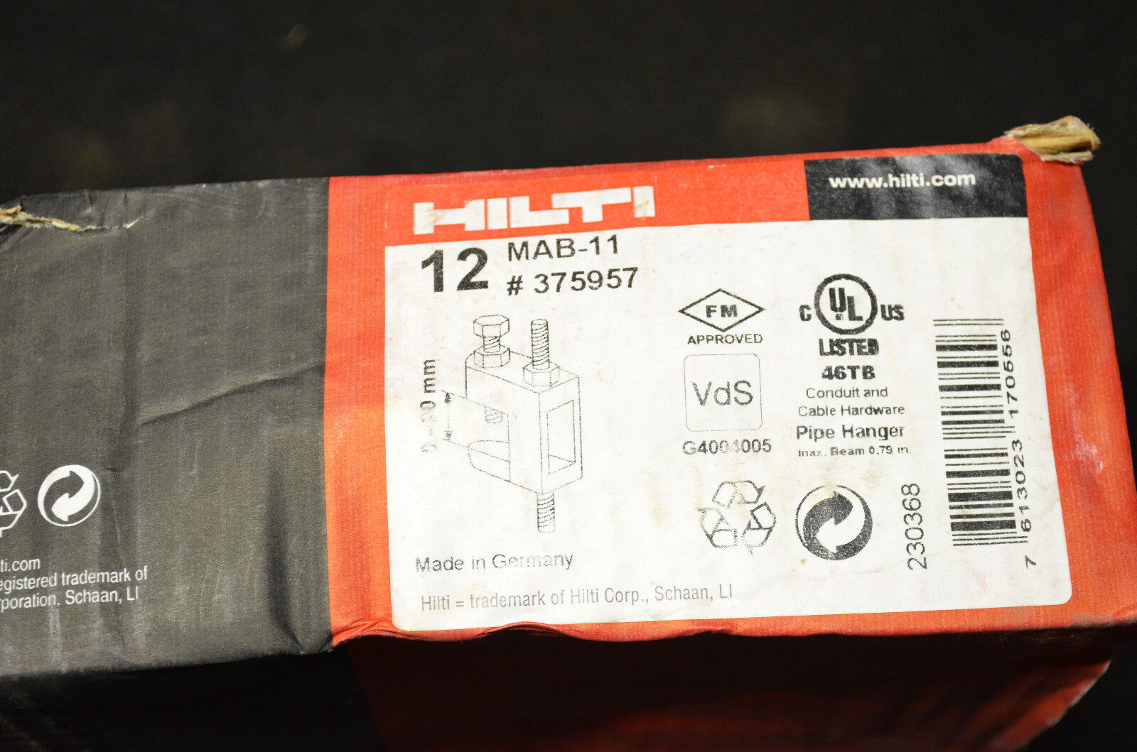 2 Hilti MAB-11 Spannbügel Schraube Schienenbefetigung Befestigung ...