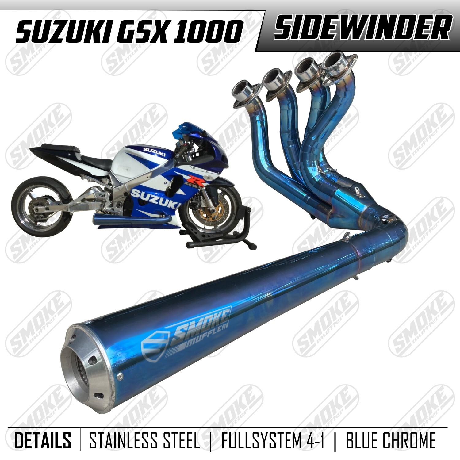 CUSTOM EXHAUST SIDEWINDER 2007-2021 Suzuki GSXR 1000 Handmade Smoke ...