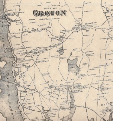 Groton Long Hill Poquonock Bridge Noank CT 1868 Map with Homeowners ...