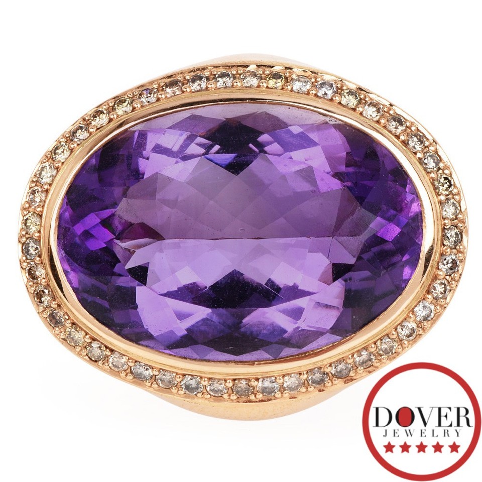 Estate Diamond 16.26ct Amethyst 14K Gold Large Oval Cut Ring 16.3 Grams NR | eBay