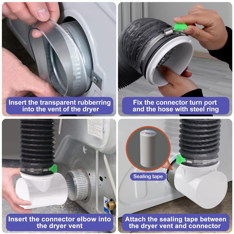 Dryer Vent Hose for Tight Space,4 Inch 8FT Flexible Aluminum Foil Dryer ...