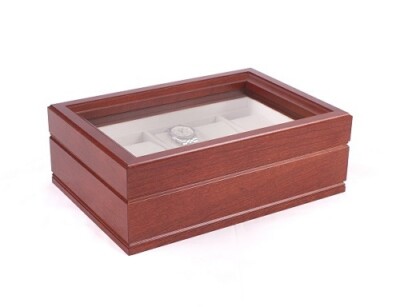 American Chest COMMANDER Ten Watch Storage Chest Solid Cherry Wood Box ...