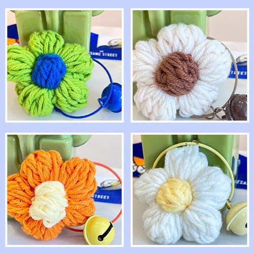 Creative Knitting Flower Car Keychains Sweet Handmaking Weaved Cute ...