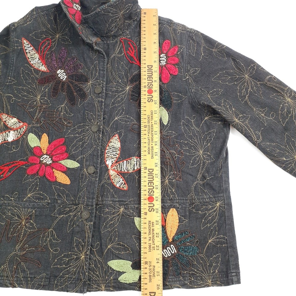 Graff Byum Company Womens Jacket Large Cotton Embroidered Floral ...