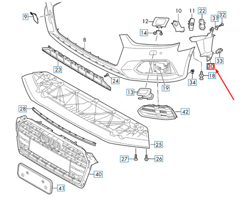 NEW OEM AUDI A5 8W6 FRONT BUMPER LEFT AIR GUIDE DEFLECTOR 8W6121763 ...