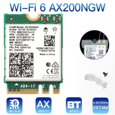 Intel AX200NGW M.2 WiFi 6 Network Card Dual Band 3000Mbps Bluetooth5.2 ...