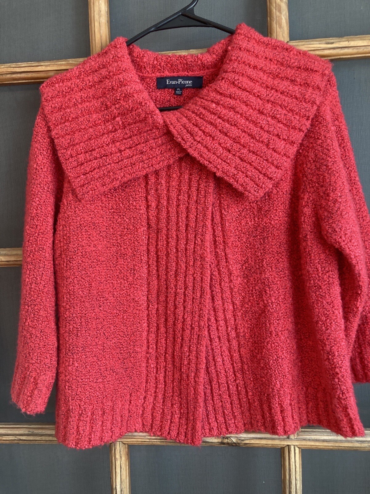 Evan-Picone Petite Women's Red Knit Sweater Sz PL Acrylic Wool Blend 3/4 Sleeve | eBay