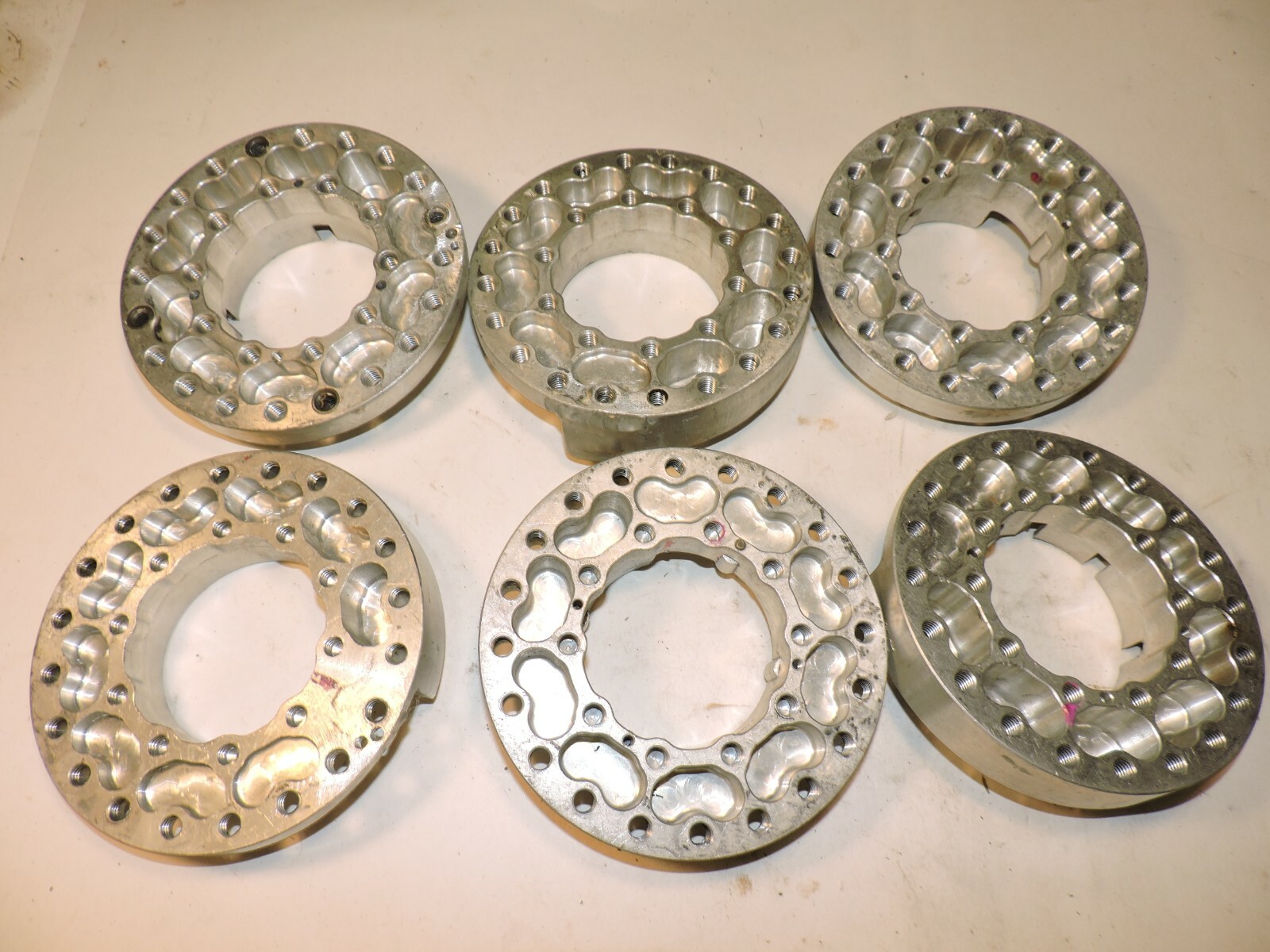 (6) matching aluminum Front helix's & spacers 5 1/2" OD various degrees ...