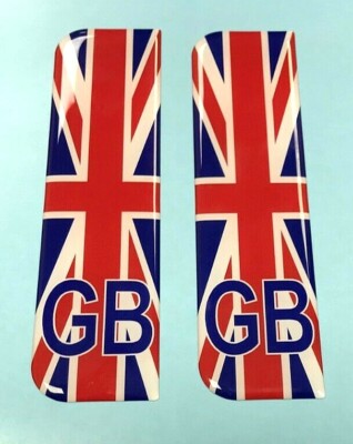 Domed Large Union Jack GB Vehicle Number Plate Stickers Slim 29mm ...