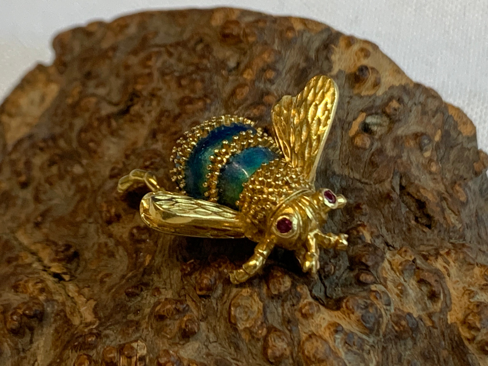 18K Yellow Gold Ruby Bee Pin 7.28g Fine Jewelry Enamel Insect Brooch | eBay