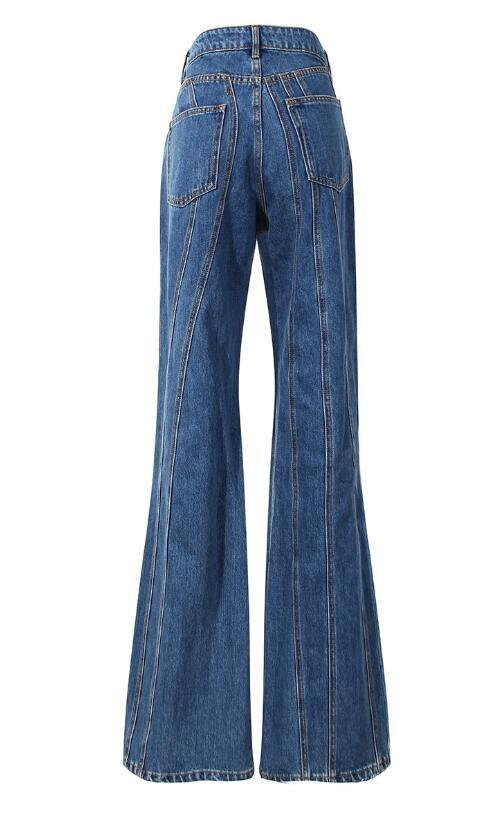 Chic Women Punk Blue Washed Denim Long Trousers Youth Casual Flared ...