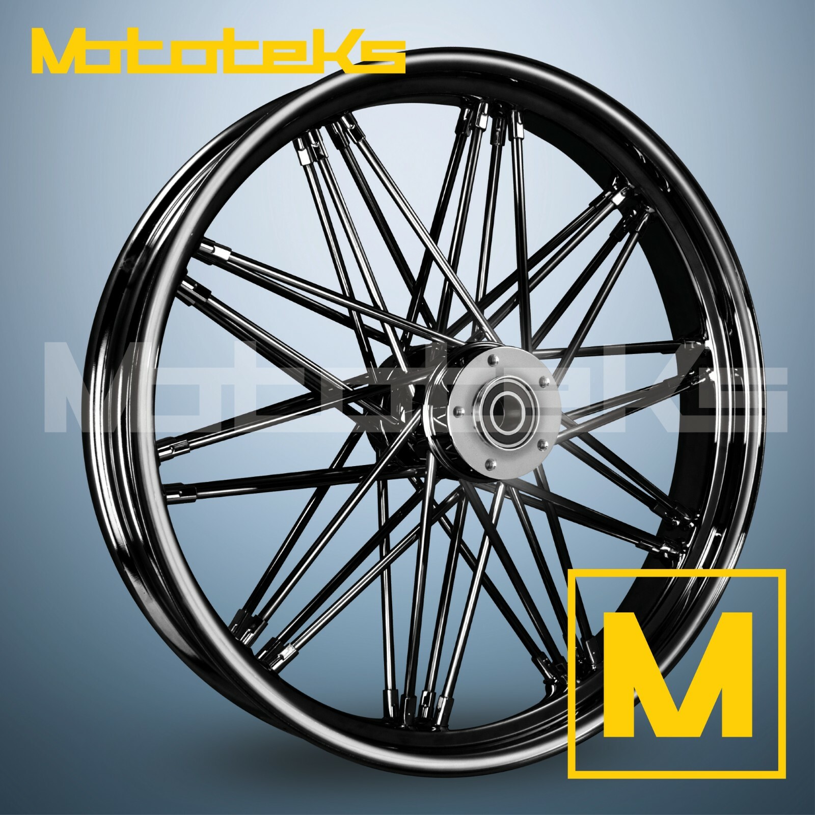 21" FAT SPOKE WHEEL 21X3.5 NOVA ALL BLACK FOR HARLEY TOURING BAGGER ...