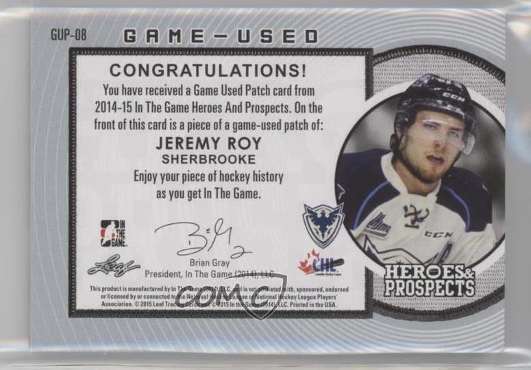 2014-15 ITG Heroes and Prospects Game-Used Blue /20 Jeremy Roy #GUP-08 ...