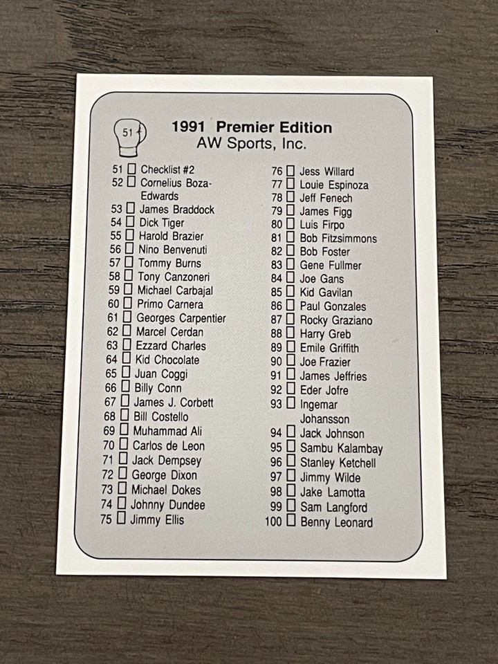 1991 All World Boxing Muhammad Ali Checklist #51 (B) | eBay