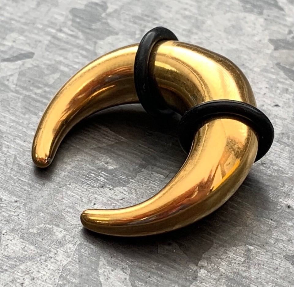 1pc PVD Plated Steel Septum Ring / Buffalo Taper Expander Plug Pincer ...