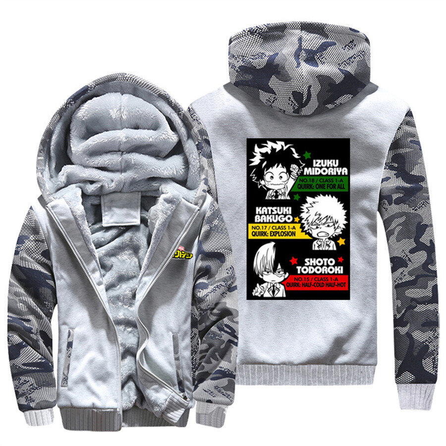 My Hero Academia Midoriya Izuku Shoto Winter Thickened Hooded Jacket ...