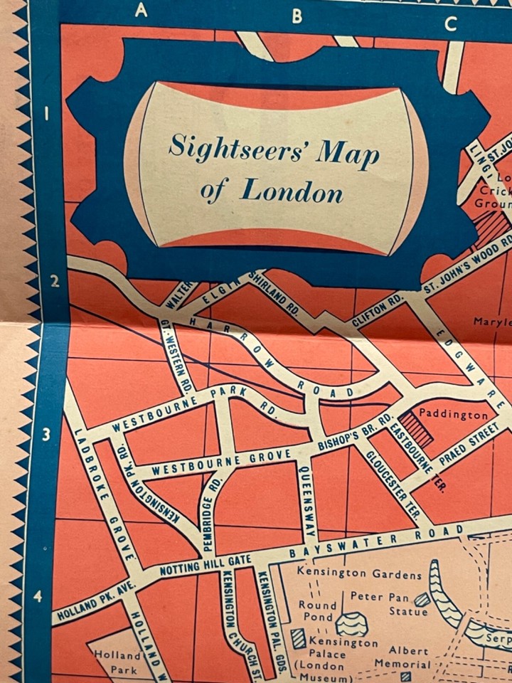 1964 Tourist Map Of London England Vintage UK Travel Brochure Great ...
