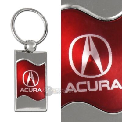 Acura Logo Red Rectangular Authentic Chrome Key Fob Keyring Keychain ...