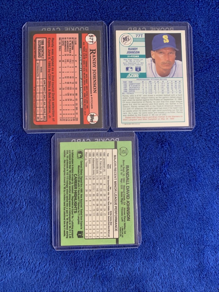 1989 Topps Traded Randy Johnson Rc + ‘89 donruss the rookies + ‘89 ...