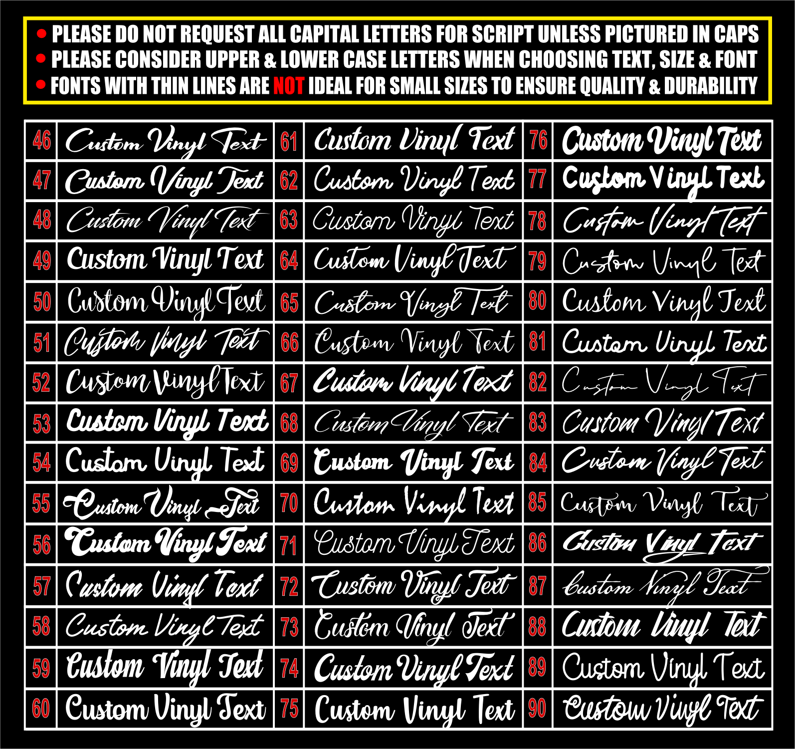 x2 Custom Vinyl Decal SCRIPT Car Truck Window Side Bottom Windshield ...