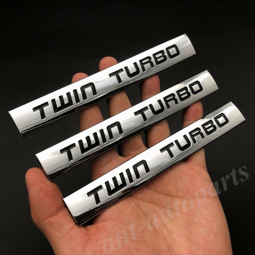3pcs Metal Chrome Twin Turbo Engine Car Emblem Badge Decals Sticker 3.5 ...