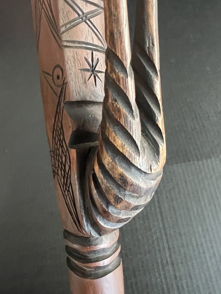 Very Rare Wood Carved African Tribal Staff /Scepter/Axe | eBay