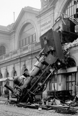 1895 STEAM TRAIN LOCOMOTIVE 721 RAILROAD STATION CRASH PARIS 4x6 PHOTO ...