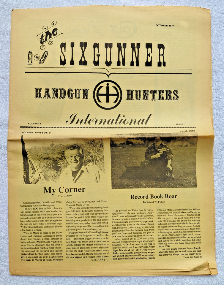 Handgun Hunters International, Sixgunner vintage issue, J.D. Jones, SSK ...