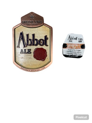 ABBOT ALE METAL (Green King) 5% Beer Pump Clip | eBay