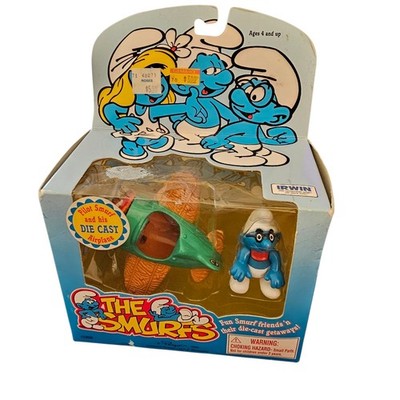 Vintage 1996 The Smurfs Pilot Smurf & Die Cast Airplane Play Set - New ...