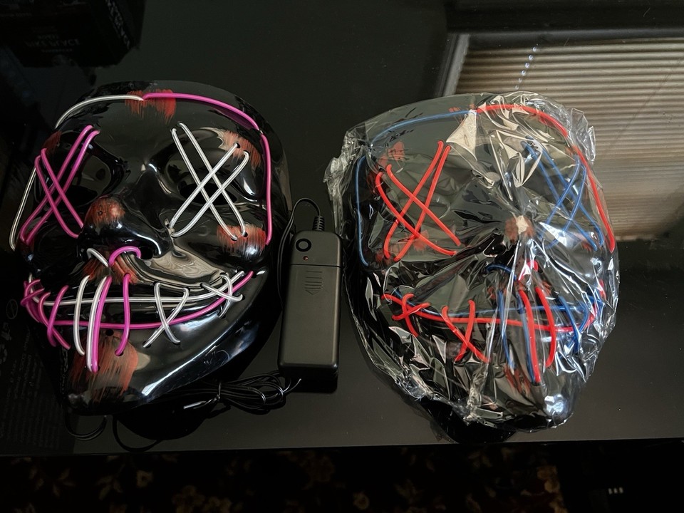 Halloween Clubbing Light Up LED Mask Costume Rave Cosplay Party Purge 3 ...