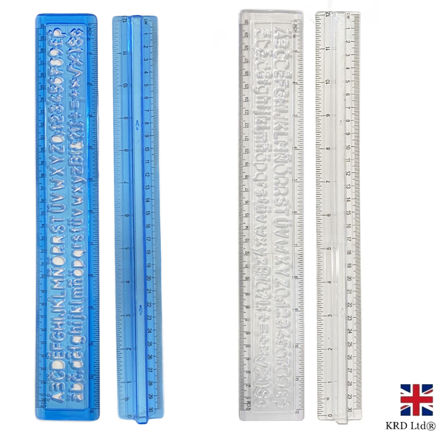 2pk Lettering Stencils Alphabets Letter Number 30cm Plastic Ruler ...