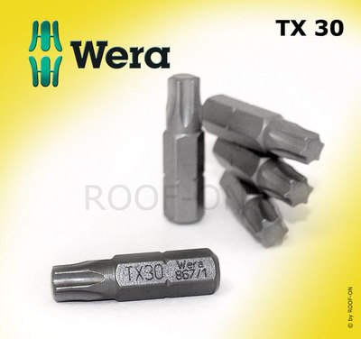 10x WERA BIT TX30, 867/1 Z TORX Bits, 1/4"-Sechskant T-Drive I-Stern TX ...