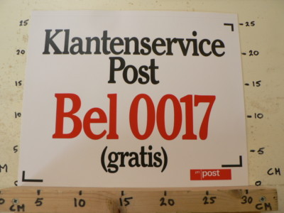 STICKER,DECAL LARGE STICKER PTT POST KLANTENSERVICE POST BEL 0017 ...