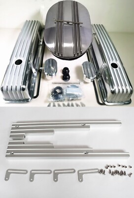 Small Block Chevy FINNED Aluminum Engine Dress Up Kit 12" Air Cleaner ...