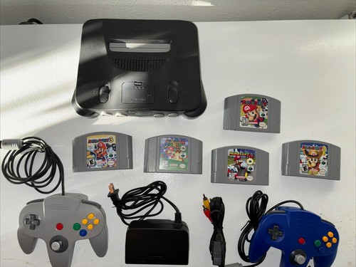 Wow Nintendo 64 console + 2 Controllers 5 Mario GAMES Party 1 2 3 Mario ...
