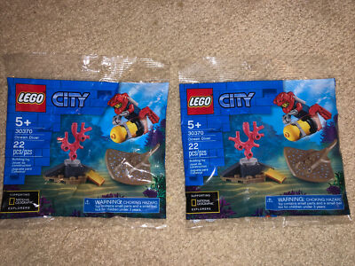 2 LEGO 30370 Ocean Diver polybag 22 pcs. 5+ With Stingray City Dive Sea ...
