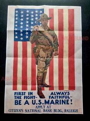 1943 WW2 USA AMERICA NAVY RECRUIT ENLIST MARINE RALEIGH PROPAGANDA ...
