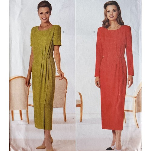 Vintage 90s Butterick Pattern 4557 Uncut Semi Fitted Mock Wrap Dress Sz ...