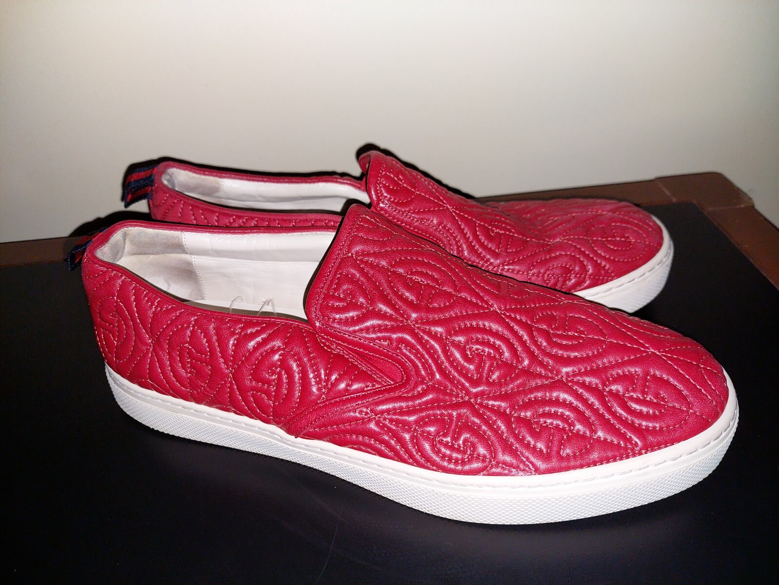 Gucci GG Monogram Red Leather Shoes Trainers Sneakers… - Gem