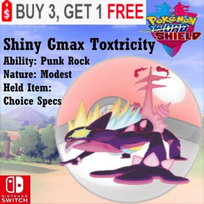 Shiny Gmax Toxtricity Pokemon Sword and Shield Perfect IV🚀Fast Delivery ...