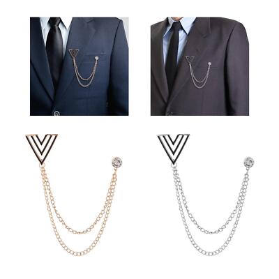 Men's Brooch Suit Pin Hanging Chains Rhinestone Accessories Chain ...