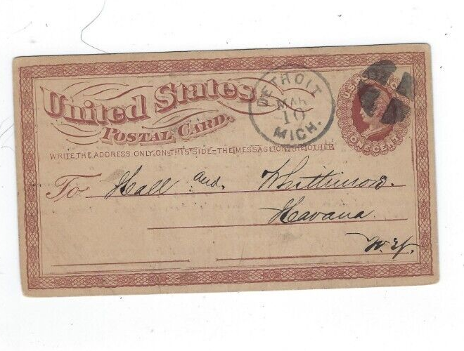 1870s UX3 1c Postal Card, Detroit MI, Advertising Berry Brothers ...
